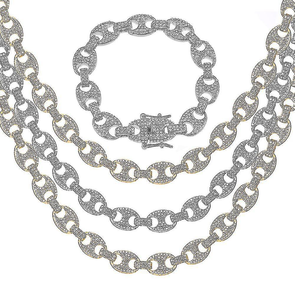 12MM Cuban Link Chain Pig Nose Necklace Men Iced Out Cuban Link ...