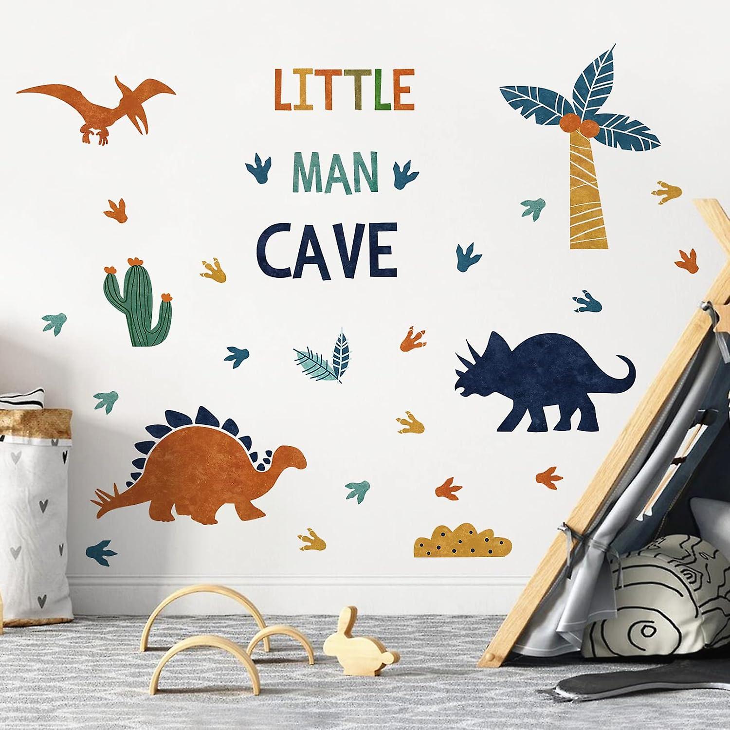 Boys Dinosaur Footprints Little Man Cave Wall Decals Stickers, Peel ...