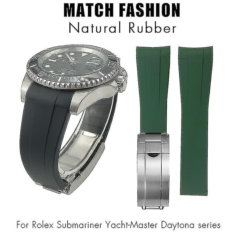 20mm 21mm 22mm 19mm Rubber Watchband Fit For Rolex Submariner Daytona ...