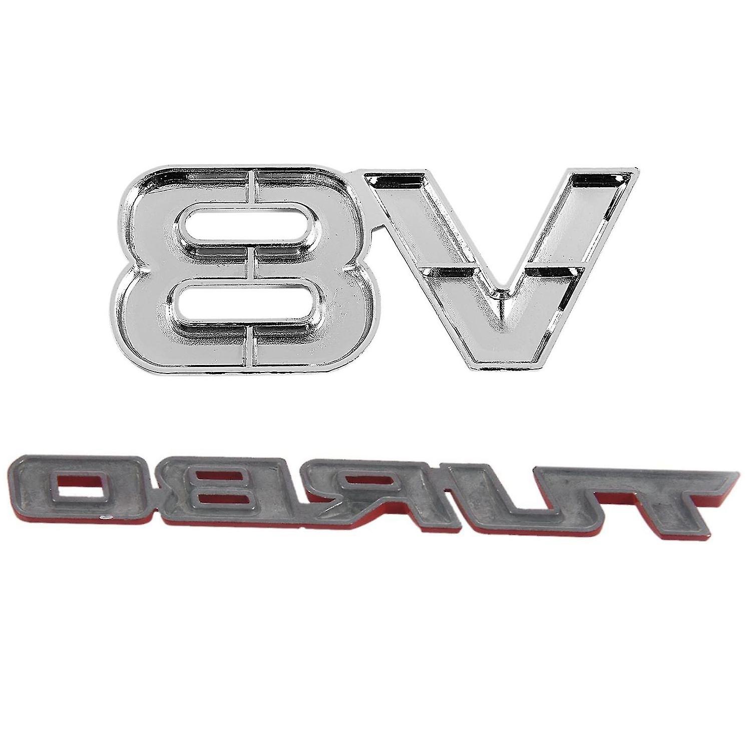 2pcs 3d Silver Auto Motor V8 Car Rear Emblem Decal Badge Sticker With ...