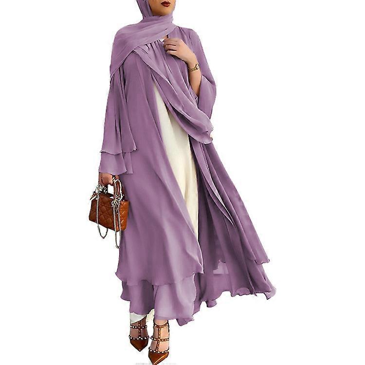 Chiffon Open Abaya Kimono Dubai Muslim Hijab Dress Plain Abayas for Women Turkish Dresses ...