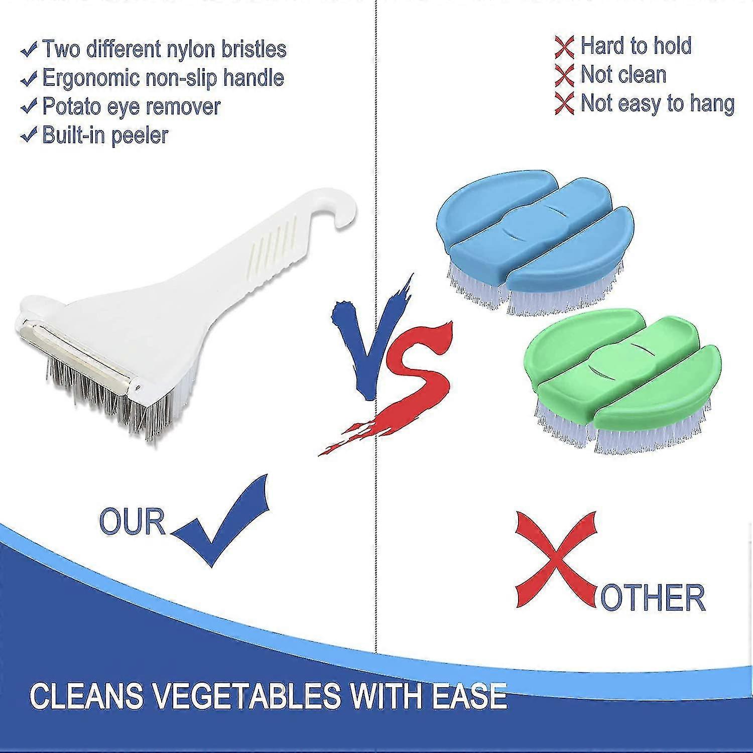 Vegetable Brush - Potato Scrubber Brush, Non-slip Durable Handle With ...