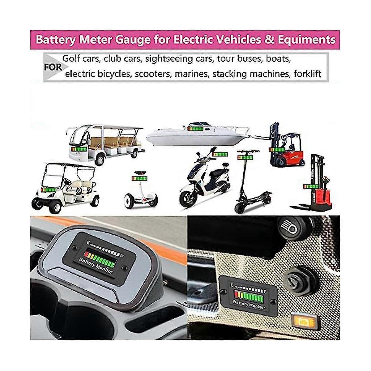 12V 24V 36V 48V 60V 72V LED Battery Monitor Gauge Battery Fuel Gauge ...