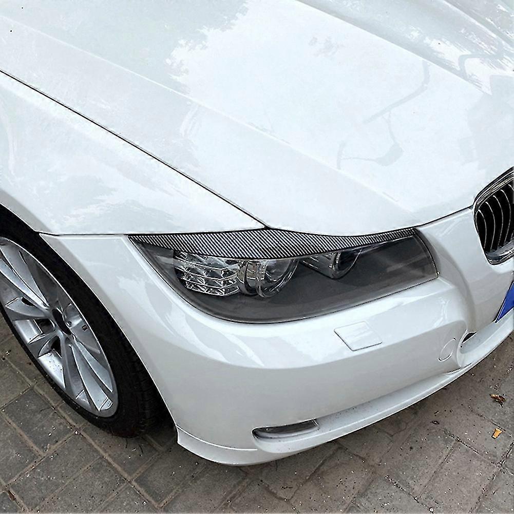 Car Carbon Fiber Headlights Eyebrows Eyelids Cover Eyelash Head Light ...