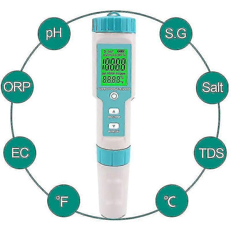 Orapxi Pool Salinity Tester 5 In 1 Digital Saltwater Ph And Salinity ...