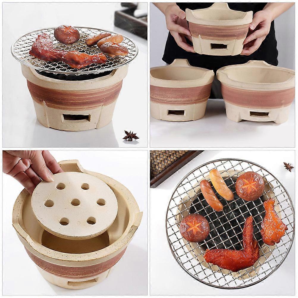 1 Set of Charcoal Grill Stove Clay Barbecue Stove Camping Coal Stove ...