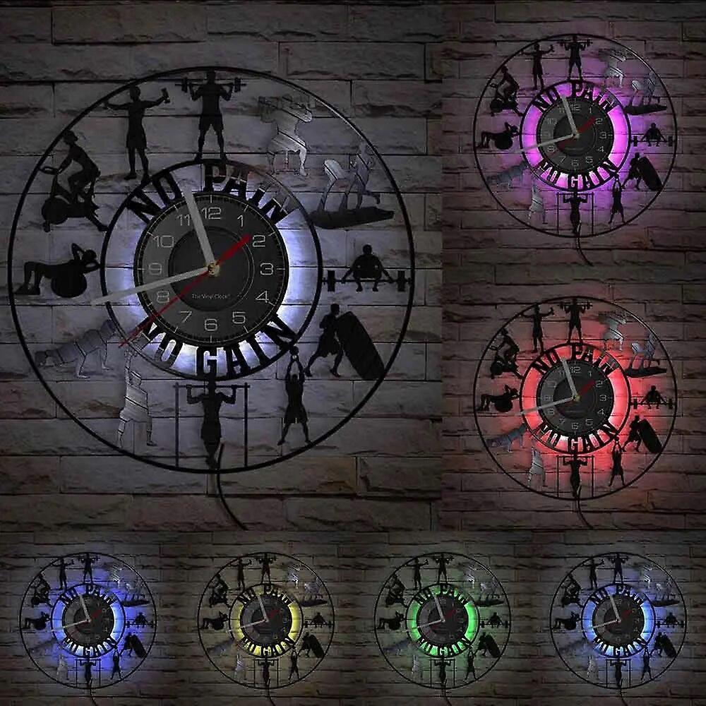 Bodybuilding Kettlebell GYM Sign Wall Clock Weightlifting Workout Vinyl ...