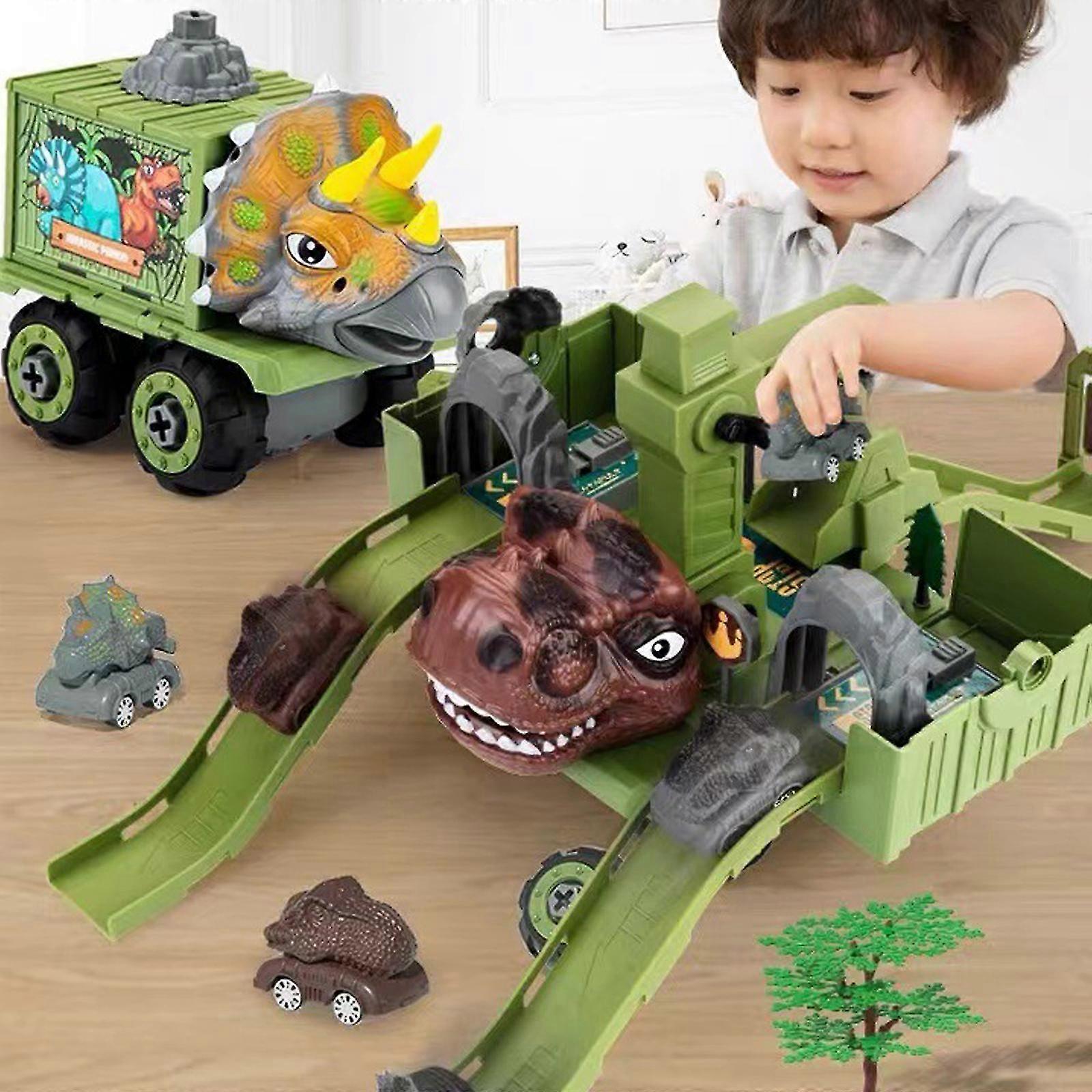 Dinosaur Base Toy Set For 3 4 5 6 Years Old, Tracks Transport Plane Toy ...