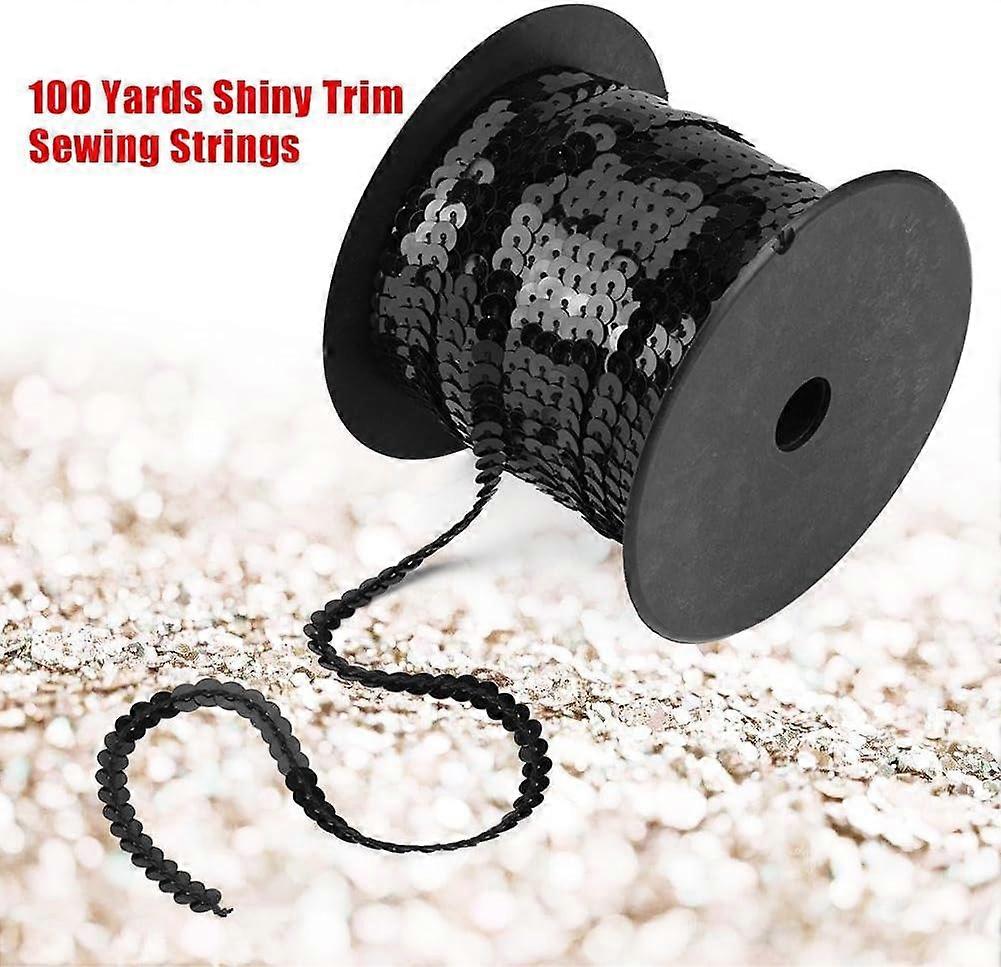 100 Yards Sequins String, 6Mm Colorful Flat Round Paillette Spool Line ...