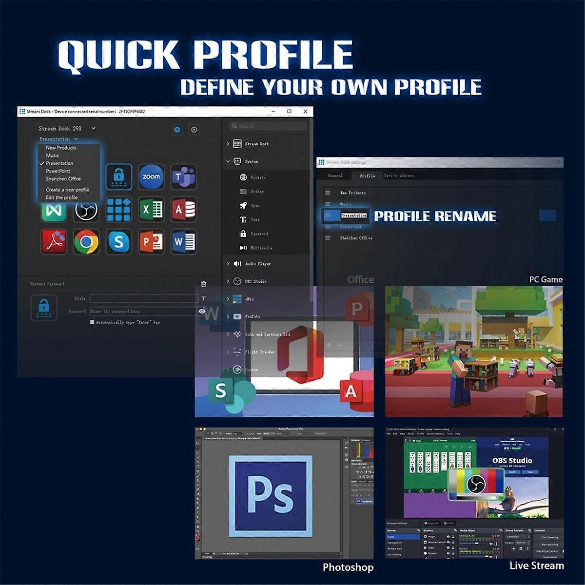 For StreamDeck Keyboard LCD Button 15Key Live Content Creation Visual ...