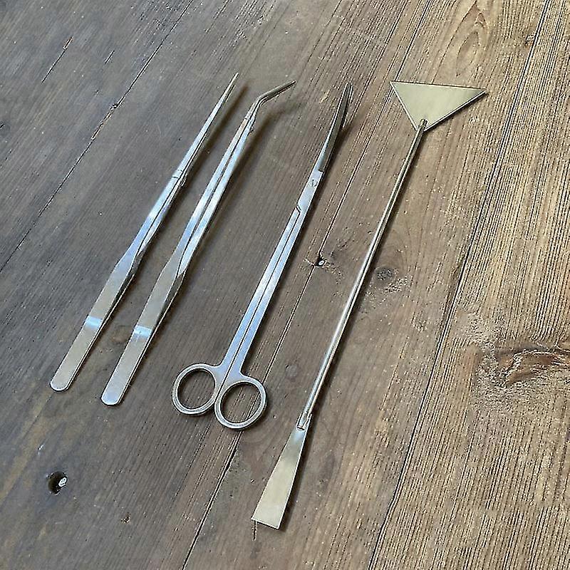 Stainless Steel Aquarium Tank Aquatic Plant Tweezers Scissors Tool Set ...