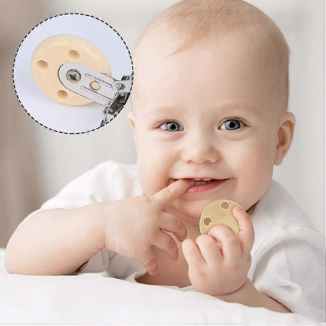 12-pack Of Pacifier Clips Natural Wood Clips Fake Clips Pacifier Clips ...