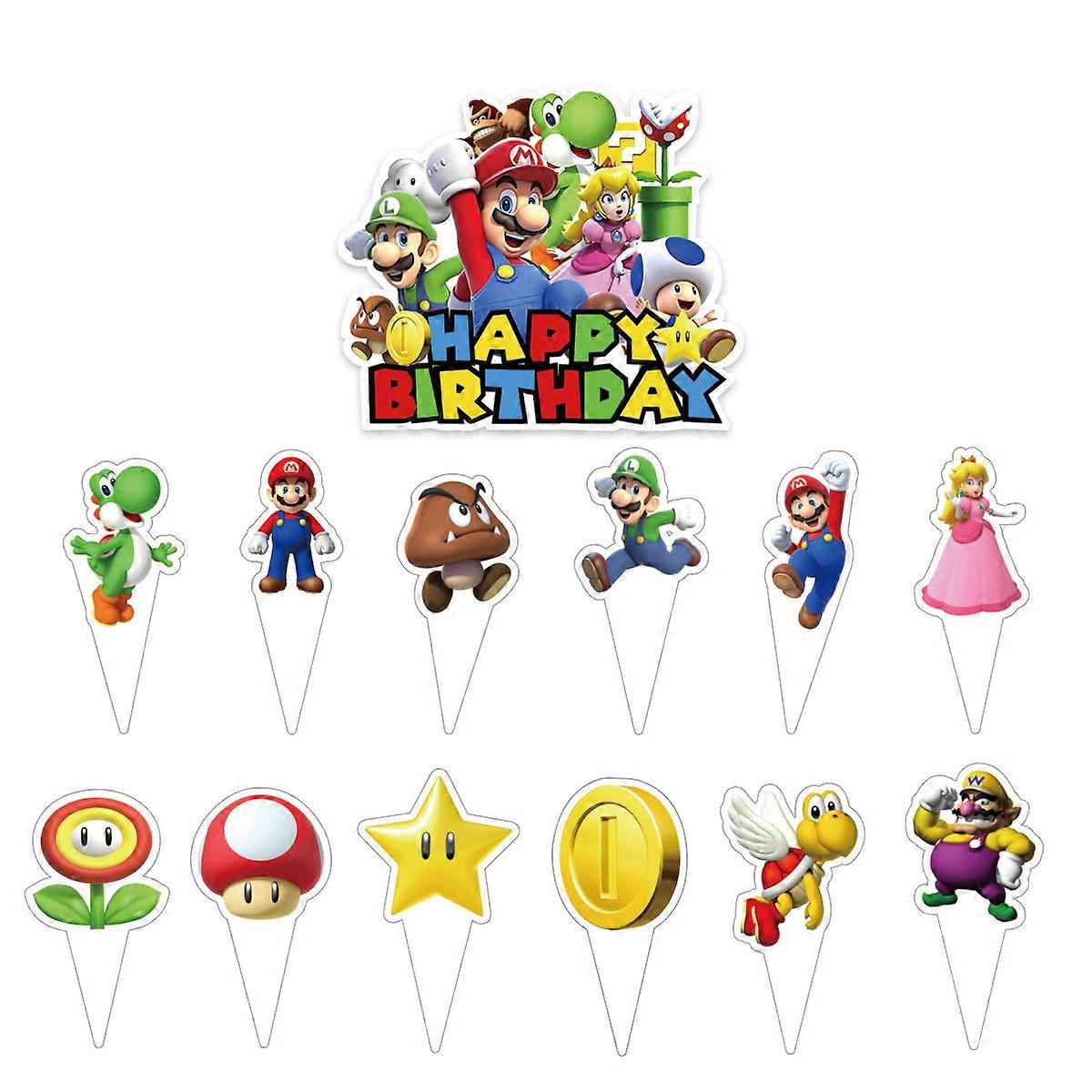 13 Pieces Mario Cake Topper, Mario Cake Topper, Mario Kid Cake Topper ...