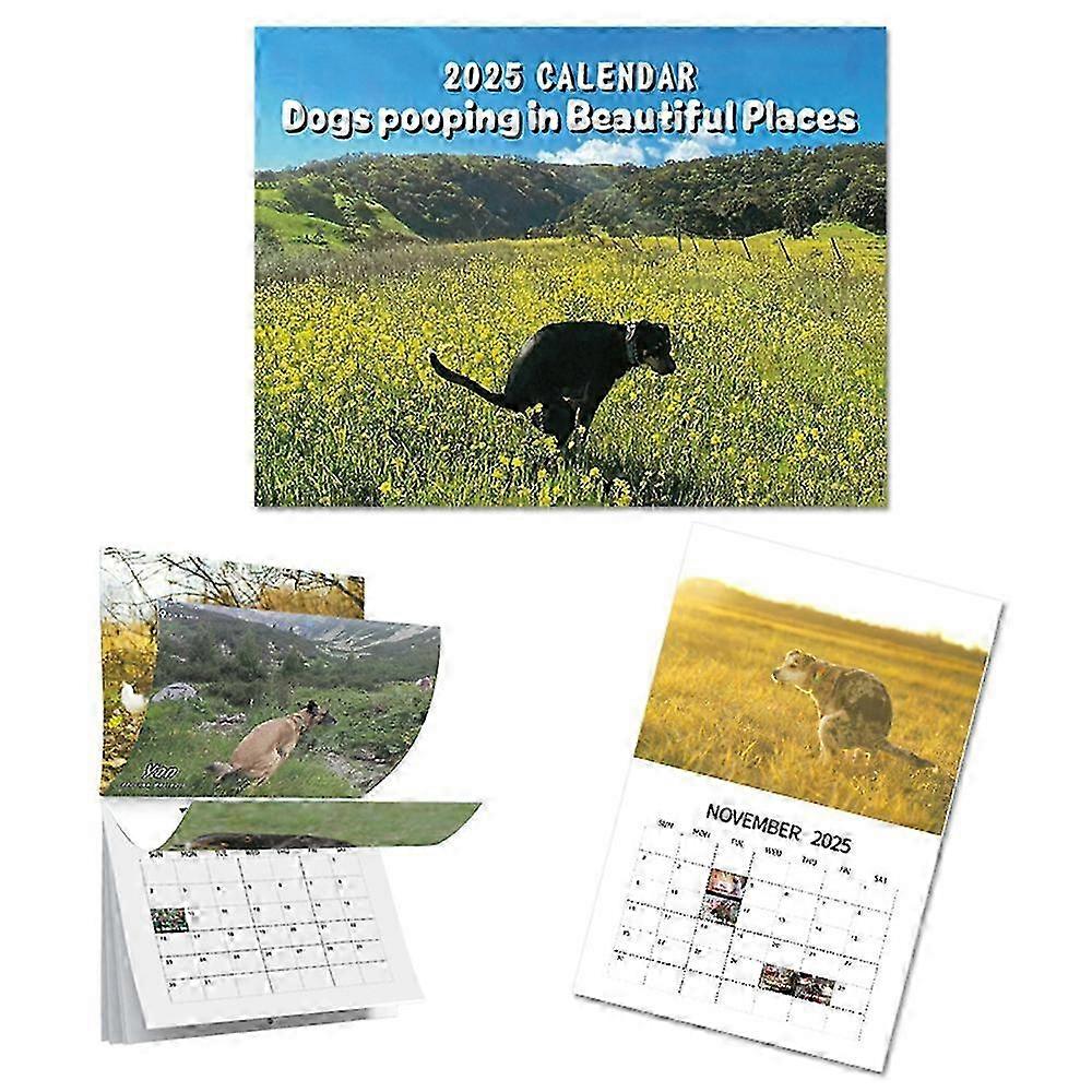 2025 Calendar, Dogs Pooping In Beautiful Places Wall Calendar, Dog ...