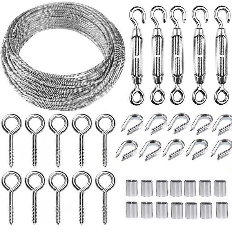 30M Stainless Steel Rope Hanging Kit, Wire Rope Kit, 2mm Coated Stainless Steel Rope, with M5 ...