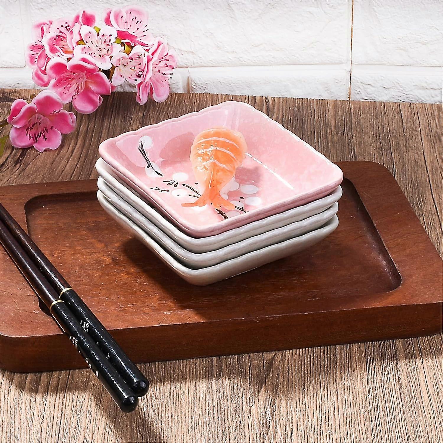 SBSG Ceramic Japanese Sauce Dish Set of 4 Creative Seasoning Sauce Dish ...