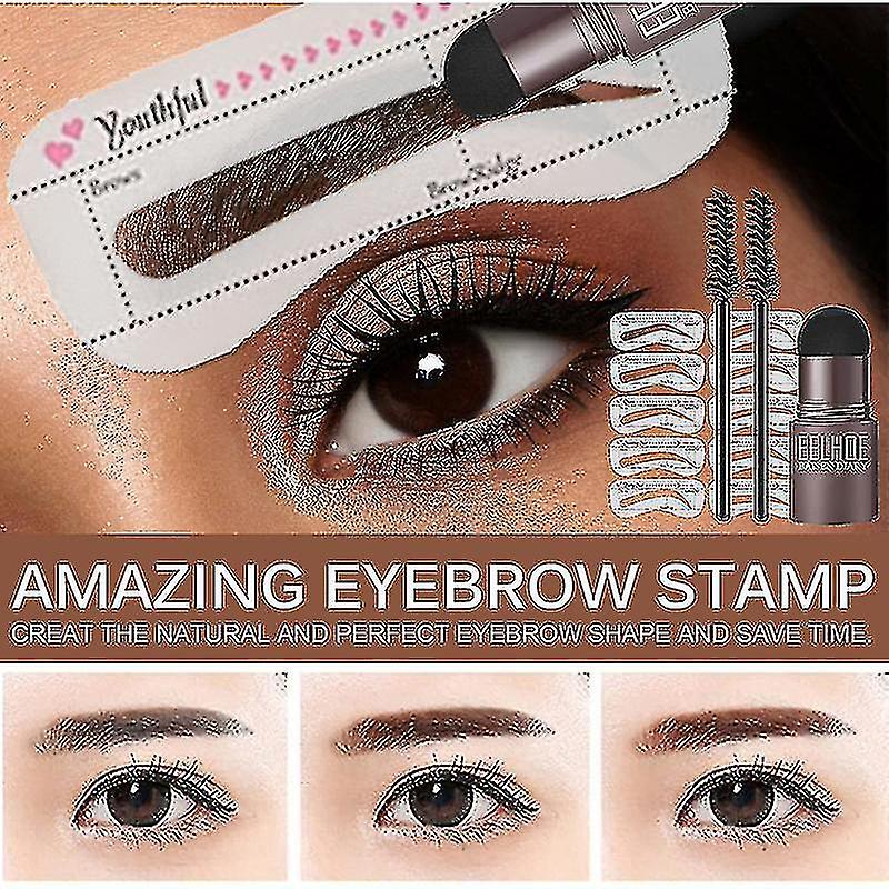 Eyebrow Stamp Shaping Kit Reusable Makeup Brow Powder Stencil Portable ...