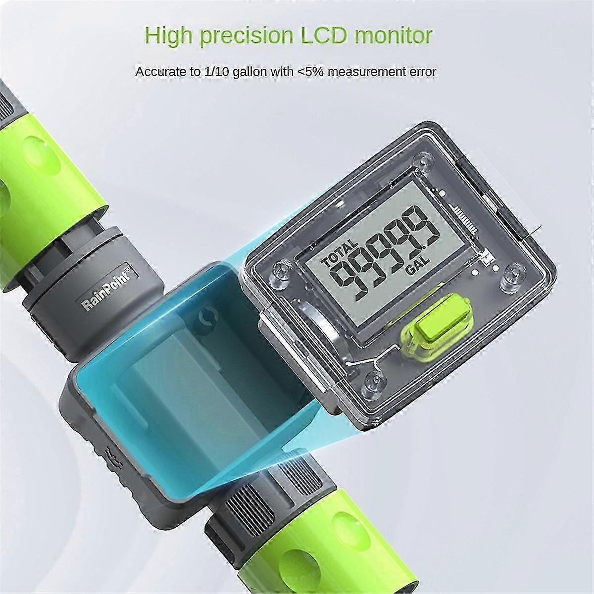 RAINPOINT Digital Water Flow Meter LCD Outdoor Garden Hose Water ...