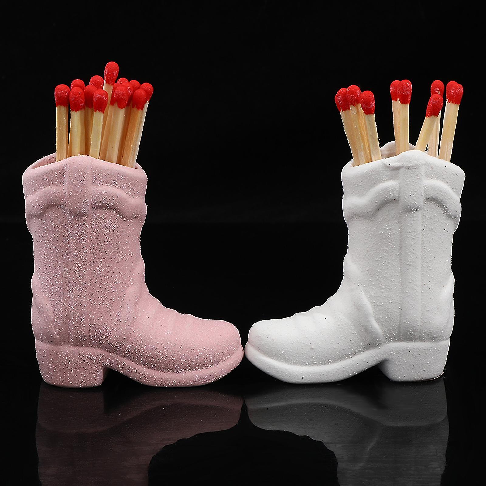 Cowboy Boot Matchstick Holder With Striker, Ceramic Match Striker ...