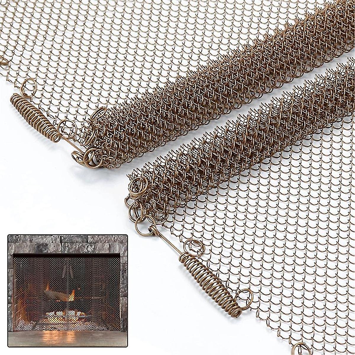 Fireplace Mesh Screen Curtain,2 Packs Spark Guard Mesh Metal Fire ...