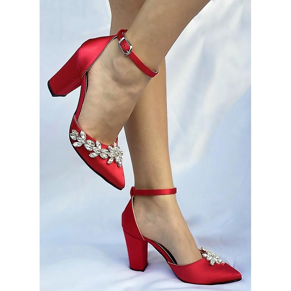 Red Women Heels Shoes with Rhinestone RA-8001 | Fruugo UK