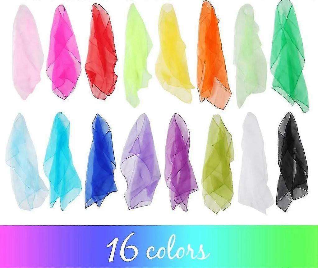 Scarves 16 pieces colorful square juggling scarves, kindergarten ...
