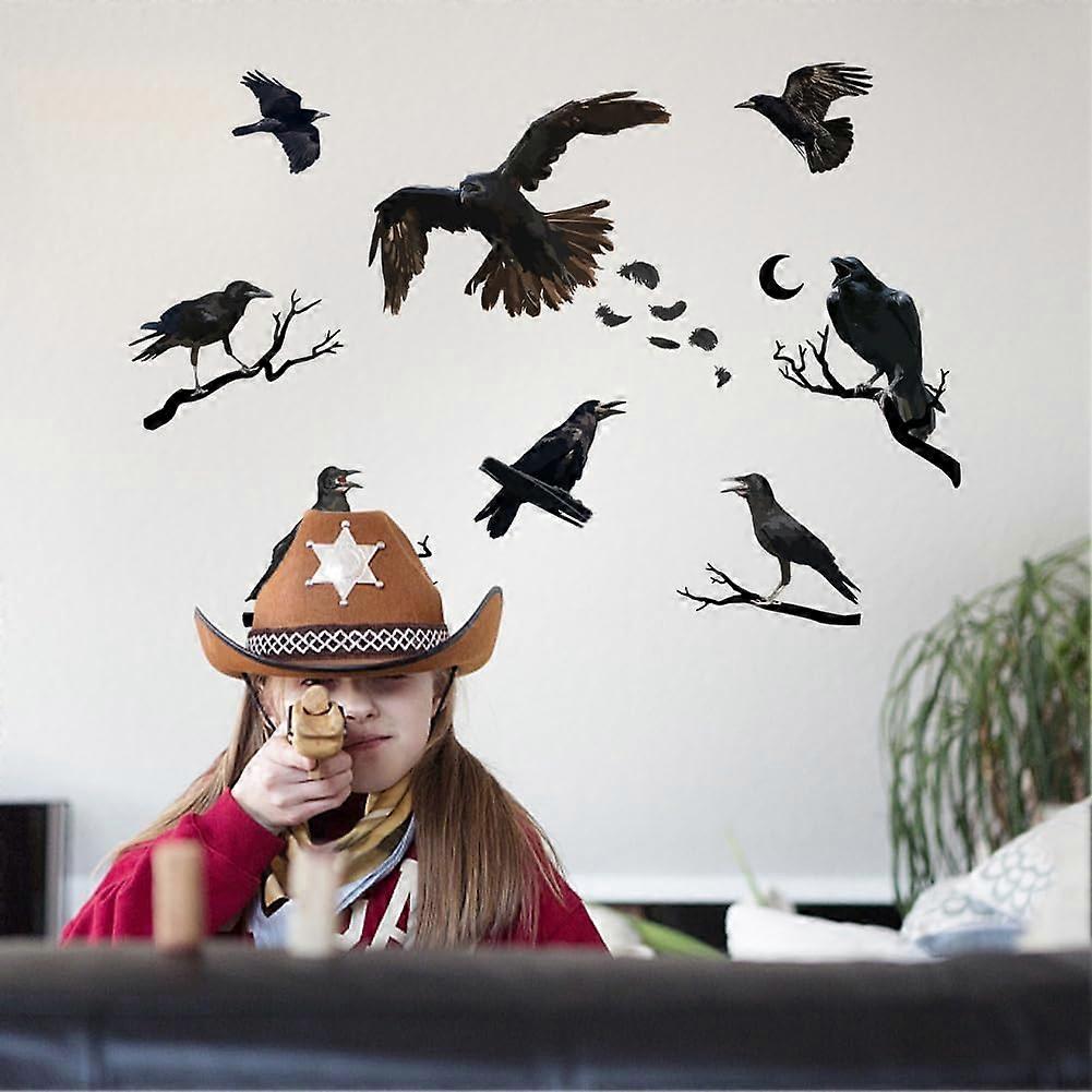Ravens Crows Wall Stickers Black Crow Raven on Branches Wall Decals ...