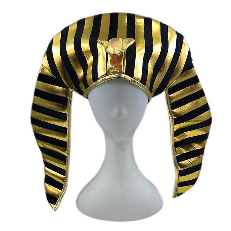 Egyptian Pharaoh Costume Pharaoh Hat King Headpiece Gold-Plated Cobra ...