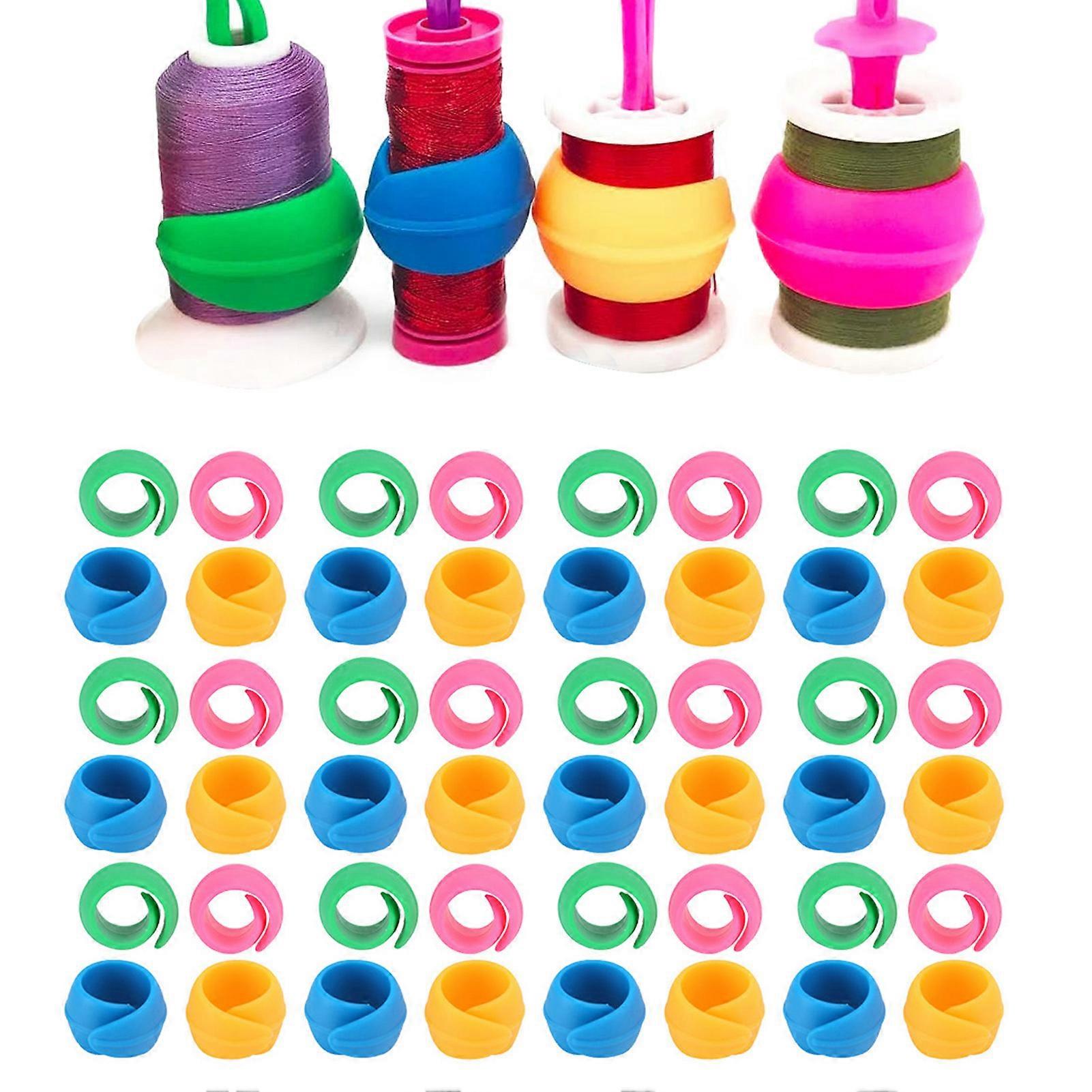 48Pcs Silicone Thread Spools Saver Huggers Bobbin Holder Organizer for ...