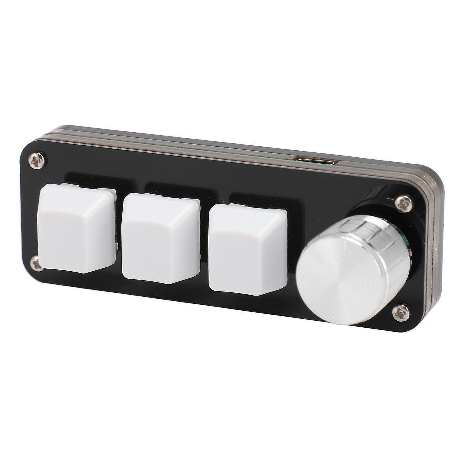 Mini 3 Key Keypad with Knob Custom Programming Hot Swappable Blue Switch One Handed Macro ...