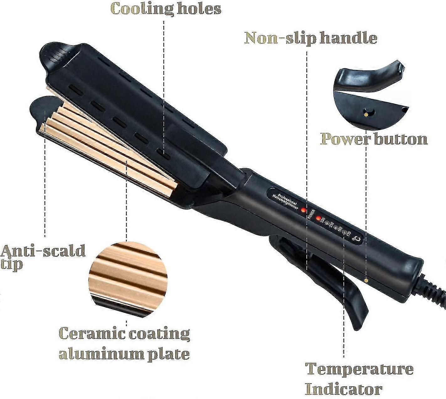 Hair Crimper Iron For Waves 2 Inch Crimping Iron For Hair Fluffy Volumizing Iron Ceramic Hair ...