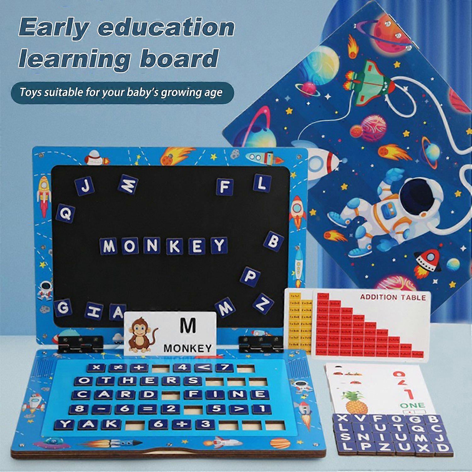 My First Laptop Toddler Toy Wooden Magnetic Drawing Board Learning ...