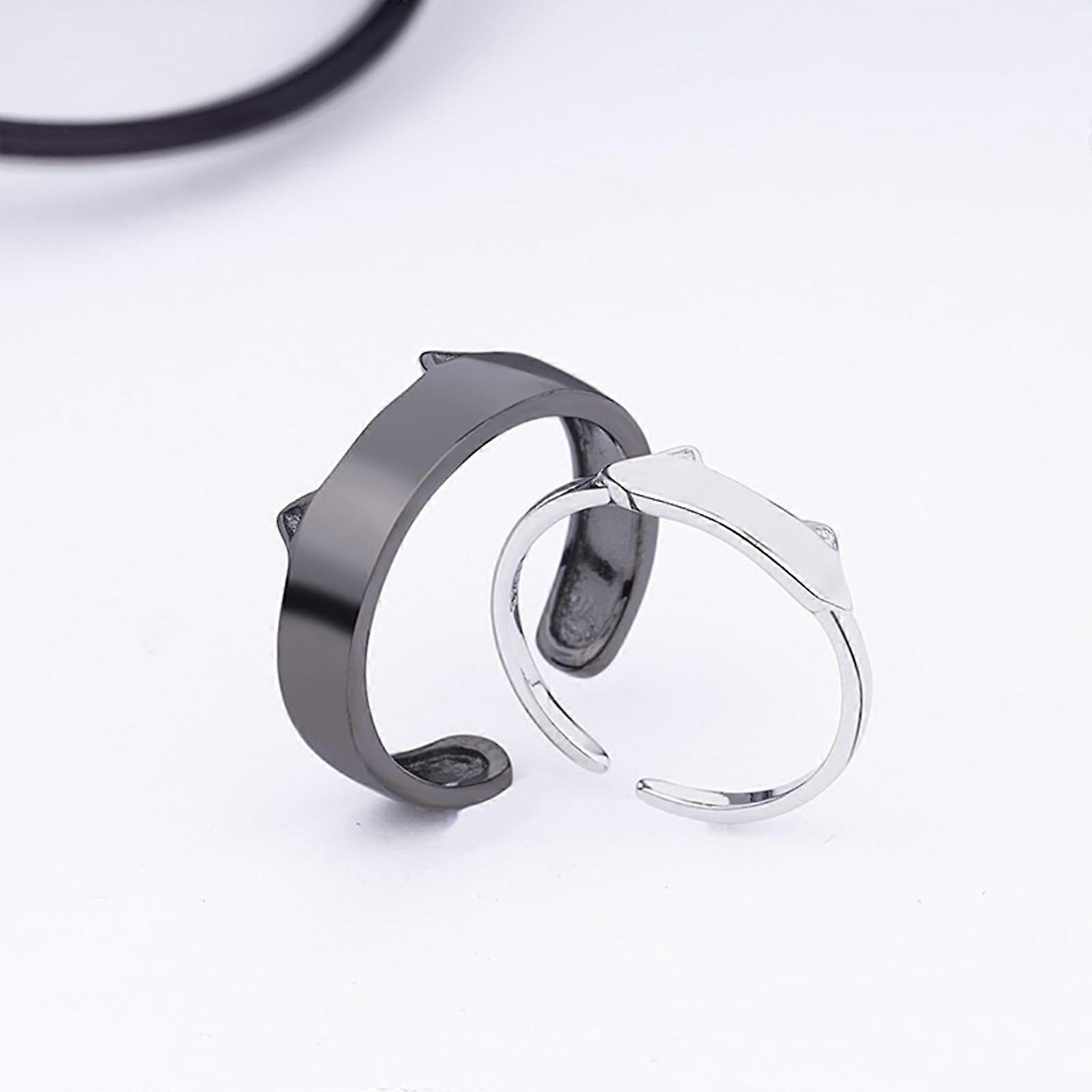 2 Pcs Copper Couple Rings Student Cute Jewelry Open Rings for Birthday ...