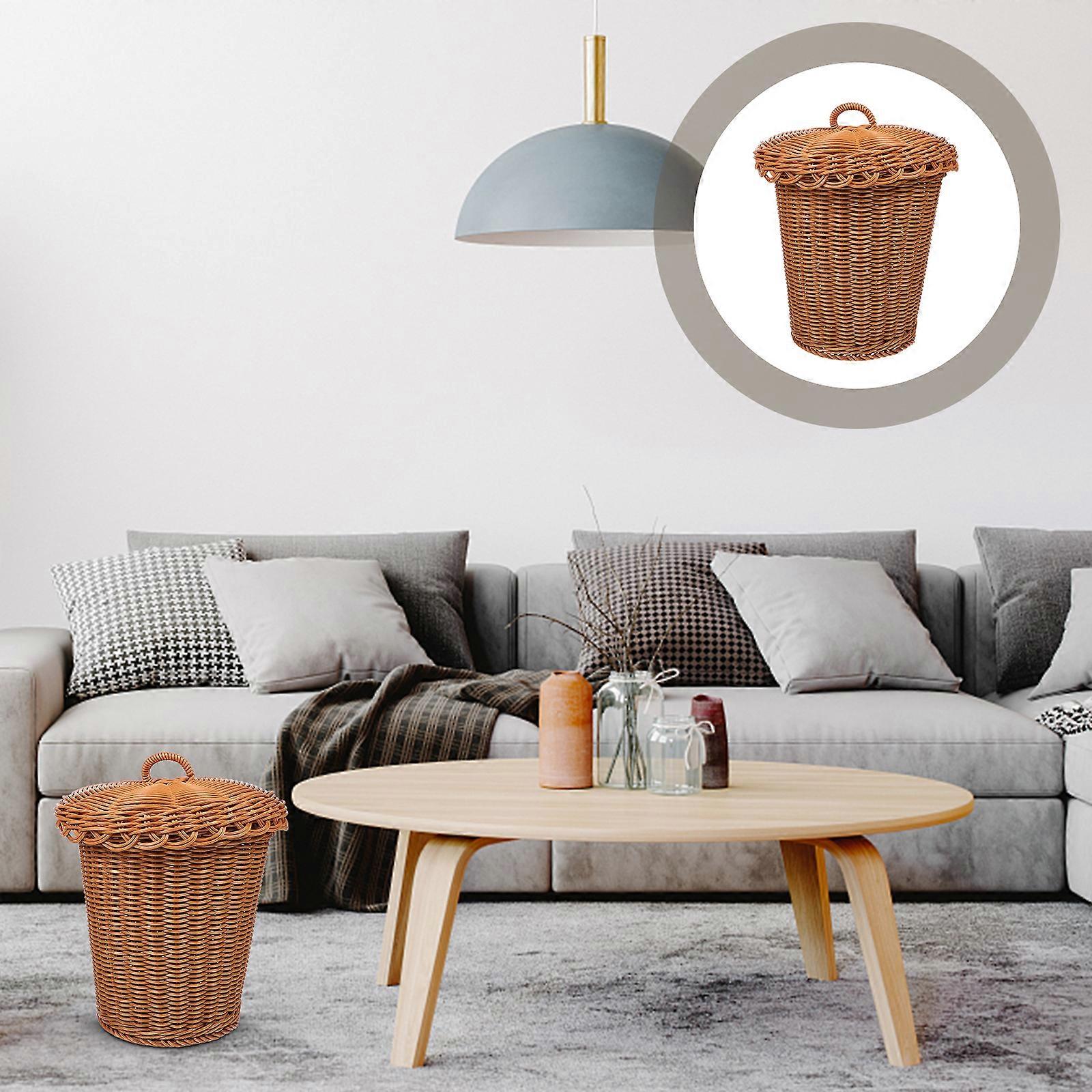 Toy Containers Garbage Container Rattan Round Waste Basket Rattan ...