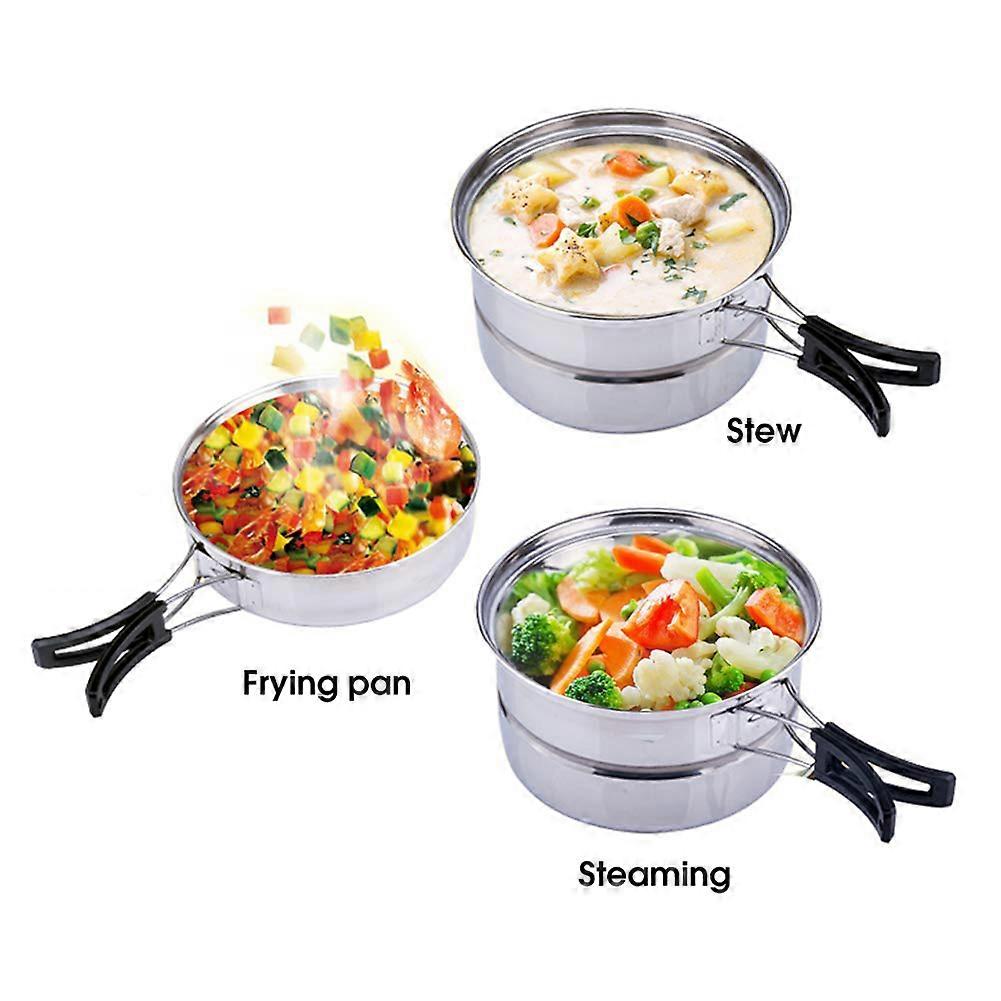 Portable Outdoor Camping Picnic Travel Cooking Pot Frying Pan Cookware ...
