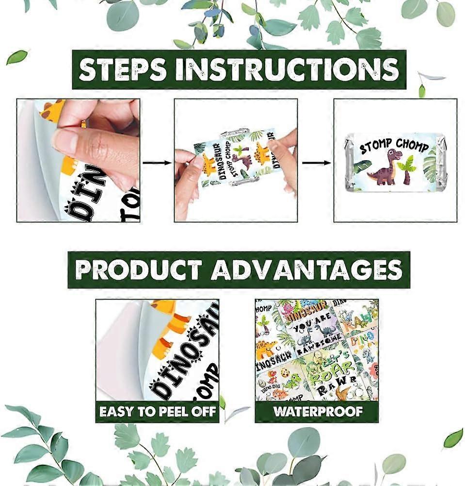 120 Pcs Dinosaur Theme Mini Candy Bar Wrappers for Sons Lets Roar Stomp ...