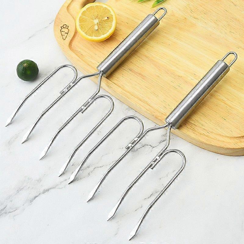 Stainless Steel Meat Lifting Forks (Set of 2), Silver | Fruugo UK