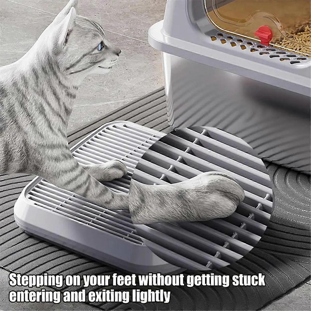 Litter Box Step Cat Litter Catcher Ramp Box Anti Trapper Tray with ...
