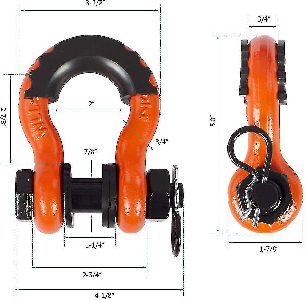 Shackles 3/4 Inch D Ring Shackle (2 Pack) 45,000lb Break Strength With ...
