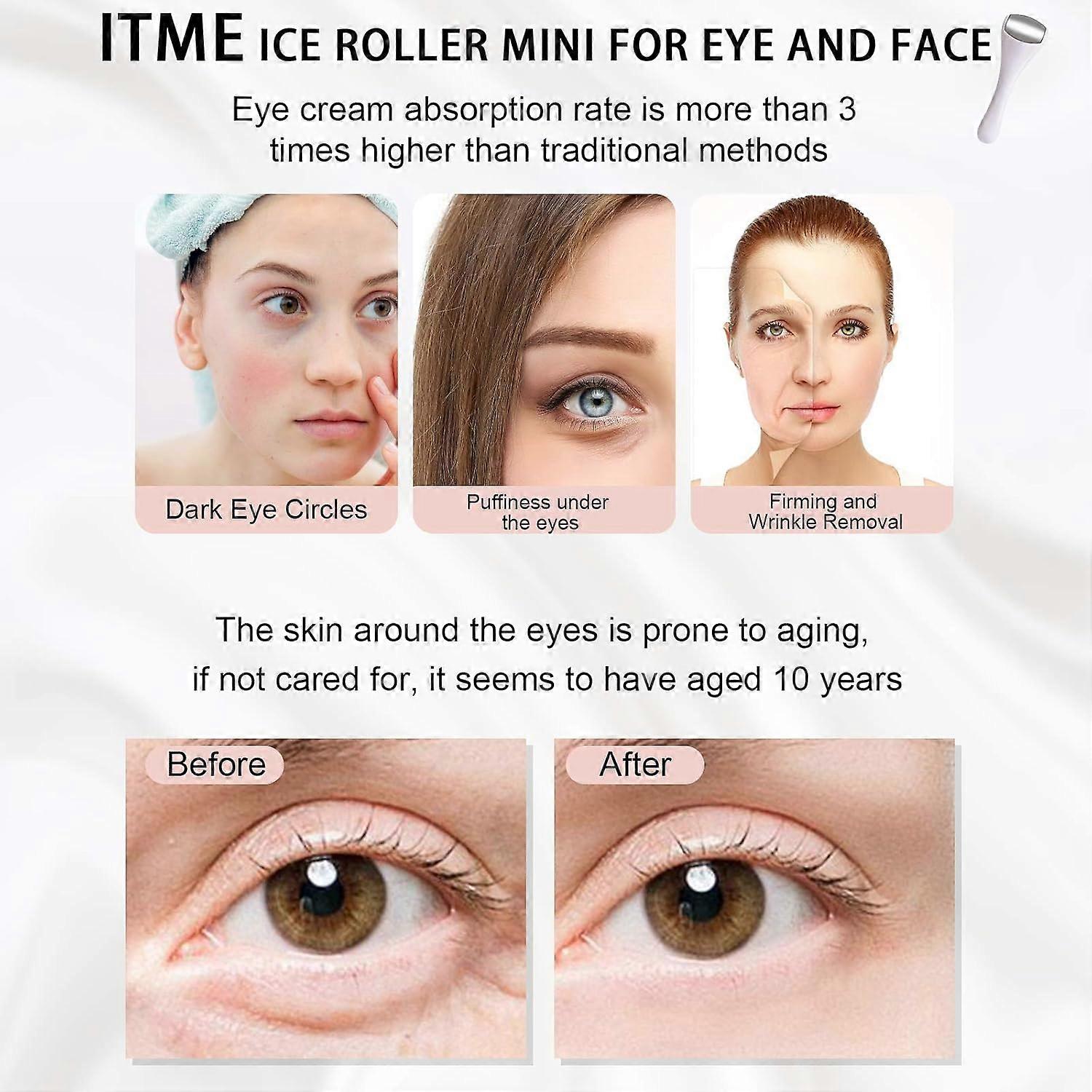 Mini Ice Roller for Eye Puffiness, ITME Stainless Steel Eye Ice Rollers ...