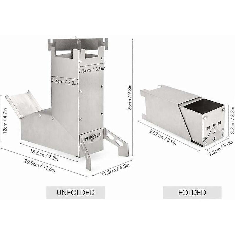 Rocket Stove, Outdoor Wood Burning Collapsible Stainless Steel Rocket ...