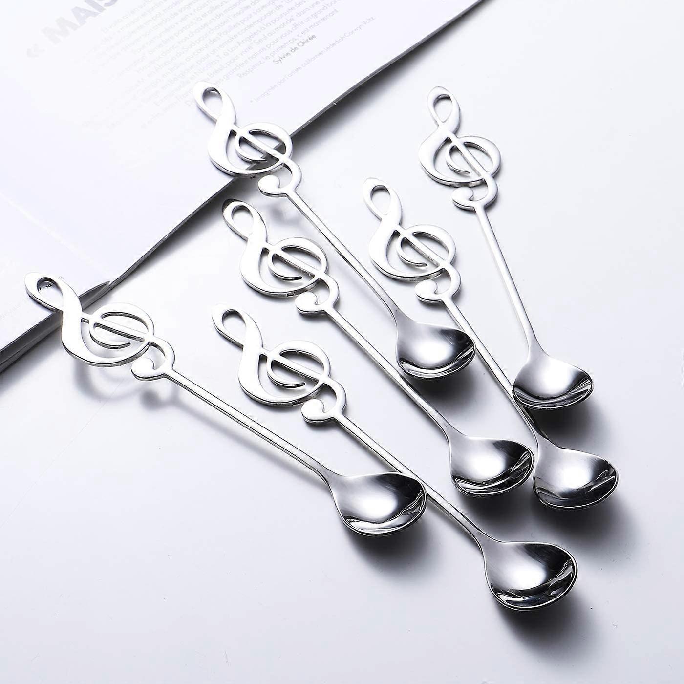 Ironx Music Notes Coffee Spoons - Pack of 6 Creative Stainless Steel ...