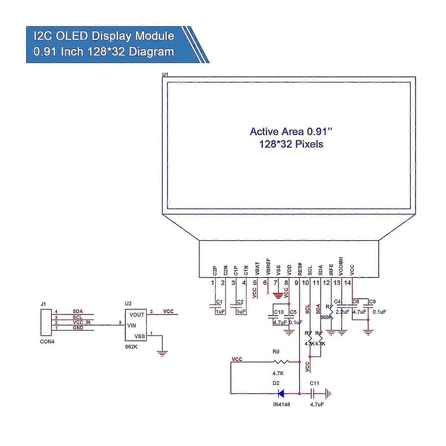 5 Pieces I2c Display Module 0.91 Inch I2c Oled Display Module I2c Oled ...