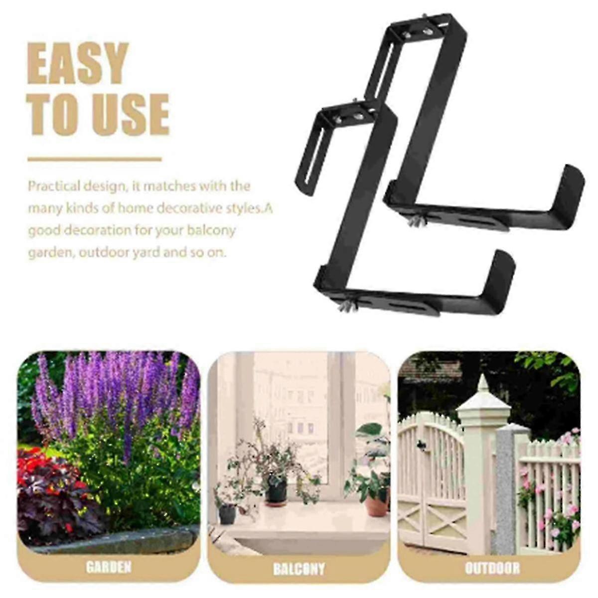 2 Pcs Balcony Railing Hanging Flower Pot Hook Planter Hanger Adjustable ...