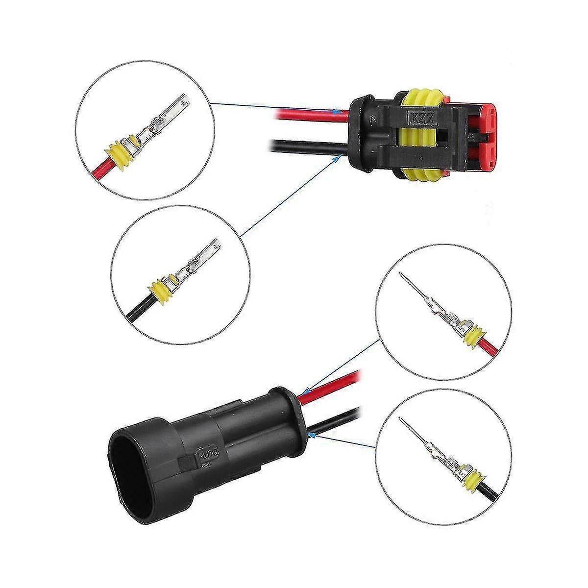 5 Pair 2 Pin Way Waterproof Electrical Plug Set Car Connectors With ...