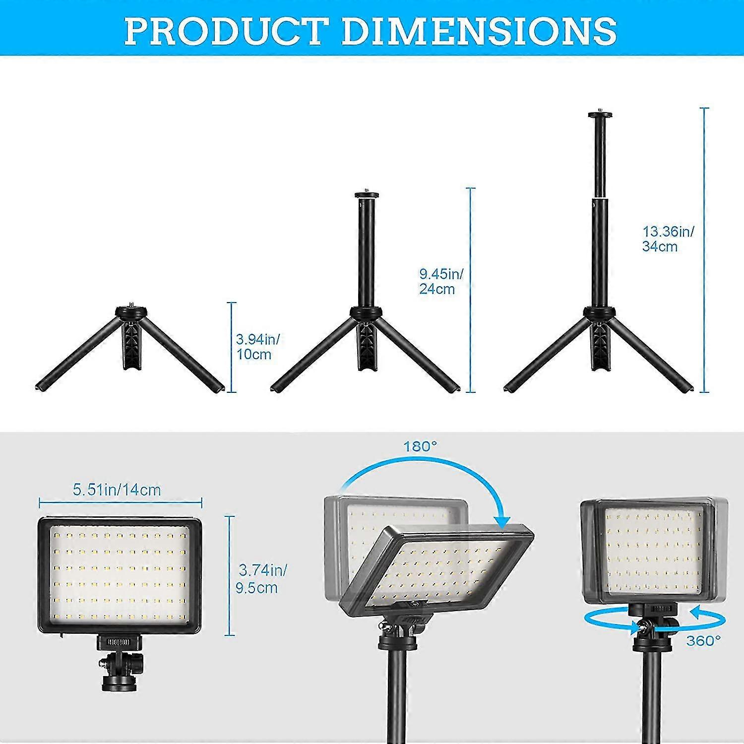 2-pak LED Video Lights, ściemnialny 5600k USB Video LED Panel Light z ...