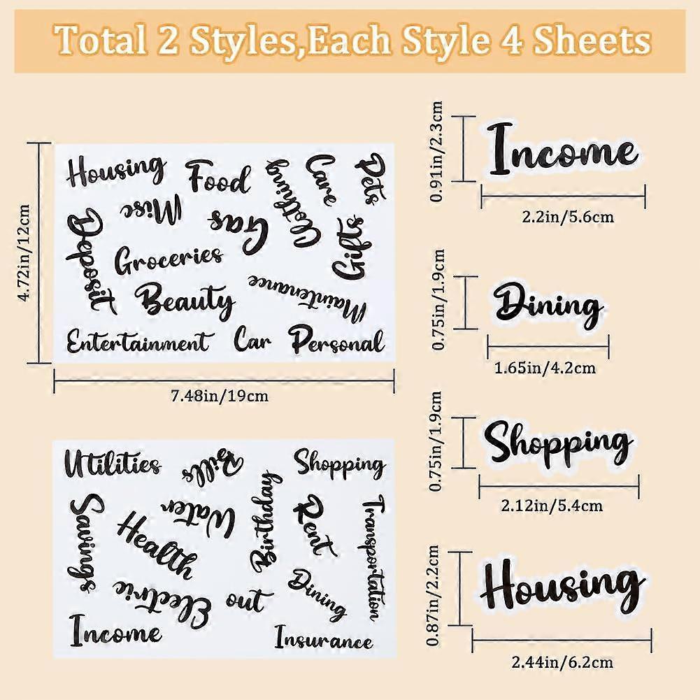 116Pcs Cash Envelope Labels Stickers A6 Budget Binder Labels Black ...