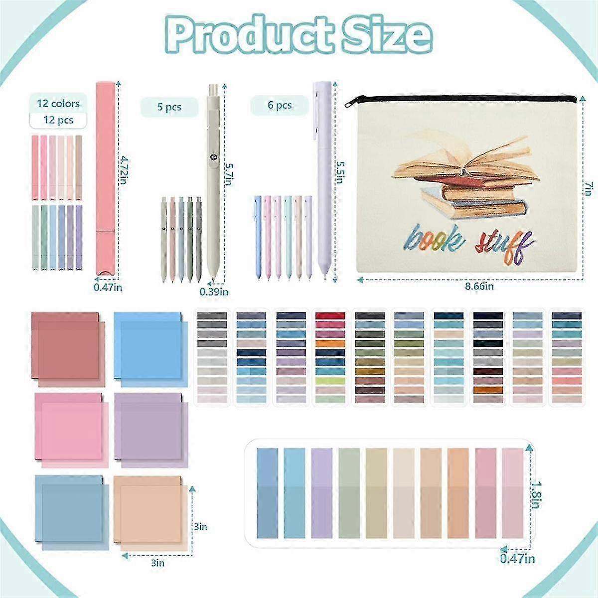 Book Annotation Kit, Set Of Pencil Case Pouch,300 Sheets Transparent ...