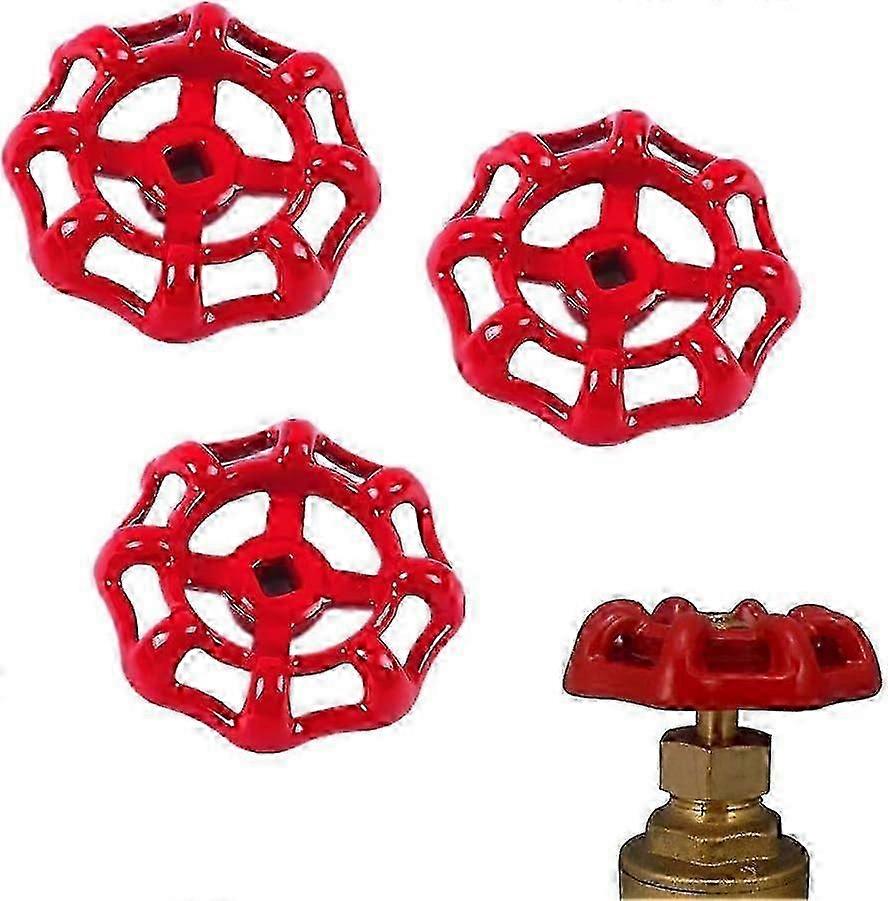 3 Pcs Faucet Handle Gate Valve Red Valve Handwheel Valve Replacement ...