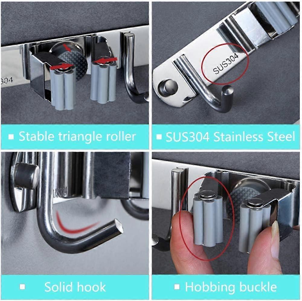 Stainless Steel Wall Mounted Broom Organizer, Heavy Duty Garage ...